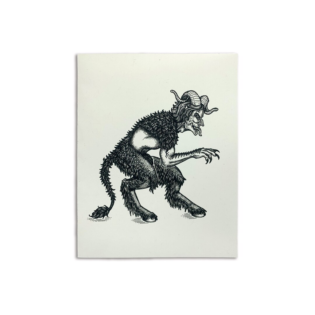 Sapphorica Creations- Krampus Hand-illustrated Art Card - Etsy