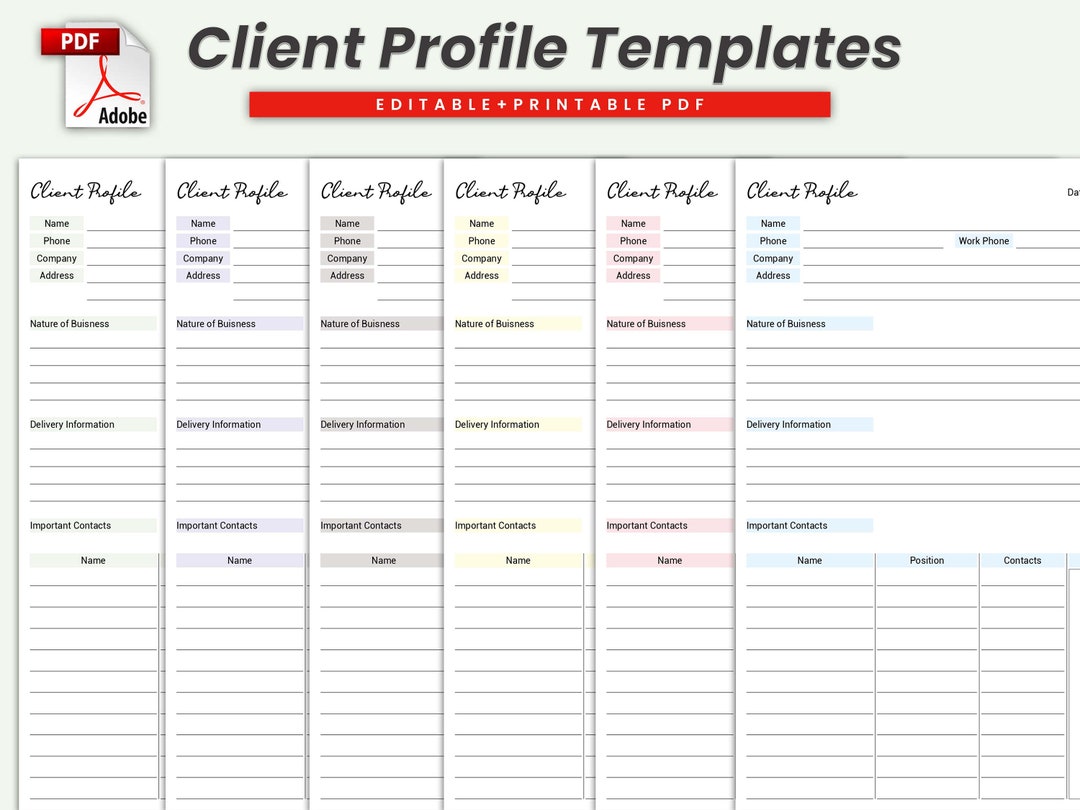 Client Profile Template. Printable Client Profile, Client Profile ...