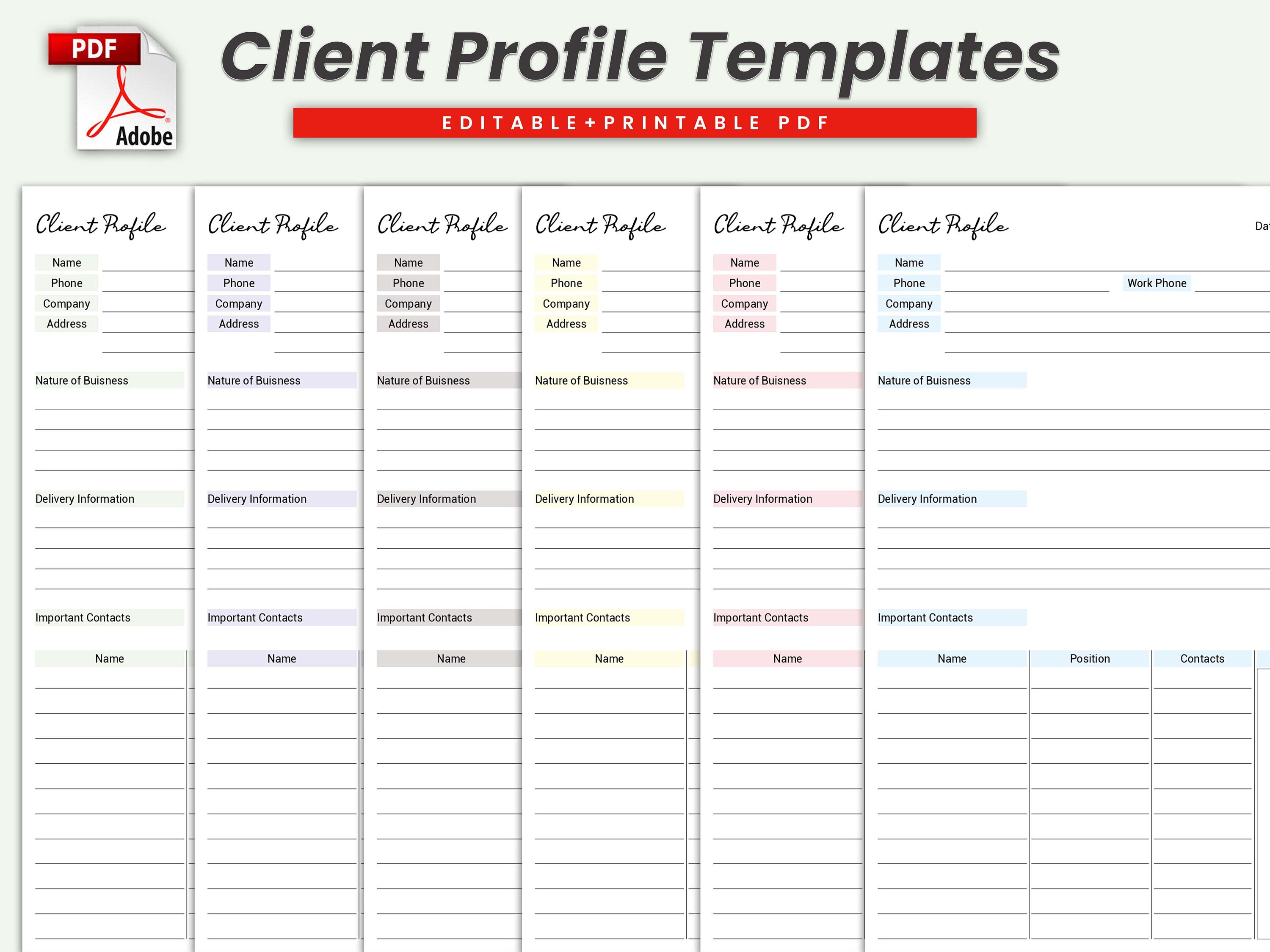 Client Profile Template. Printable Client Profile, Client Profile ...