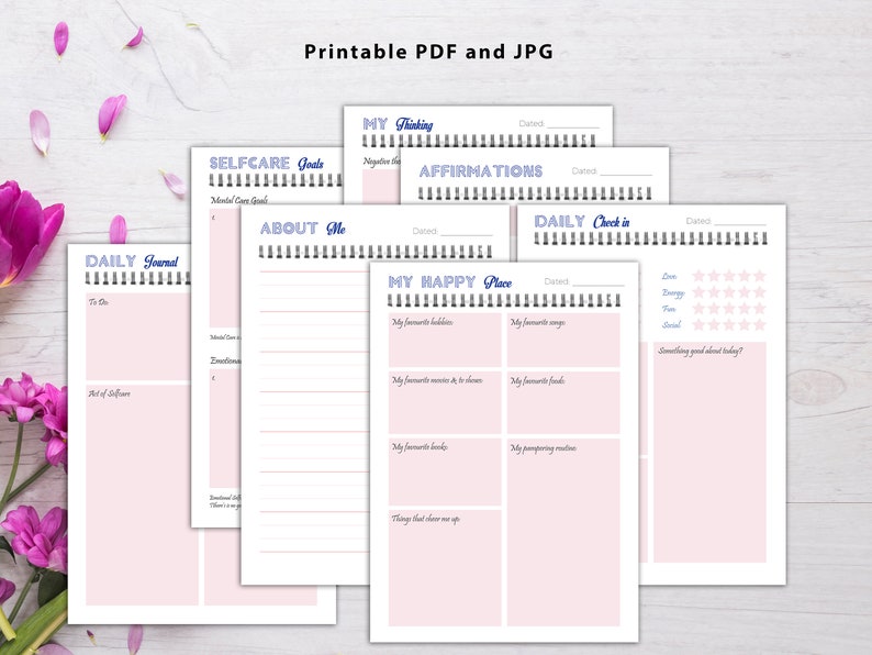 Self-care Planner Printable, Self-love Journal, Mental Health Worksheet ...
