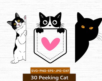 Peeking Cats SVG, Peeking Cat Svg Bundle, Peeking Cat Clipart, Peeking ...