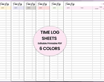 Printable Time Log, Editable Work Log, Work Log Printable, Time Spent ...