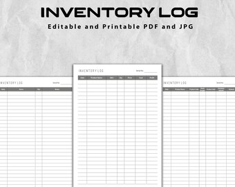 Editable Inventory Log, Inventory Tracker, Product Inventory, Inventory ...