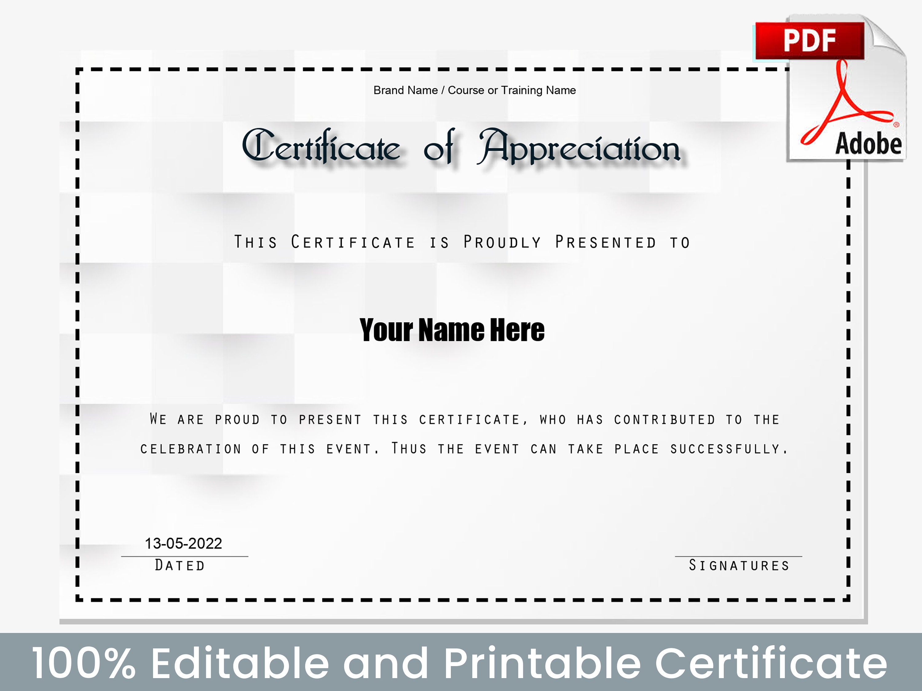 Editable Printable Certificate of Appreciation Template, Printable ...