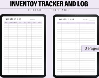 Editable Inventory Log, Inventory Tracker, Product Inventory, Inventory ...