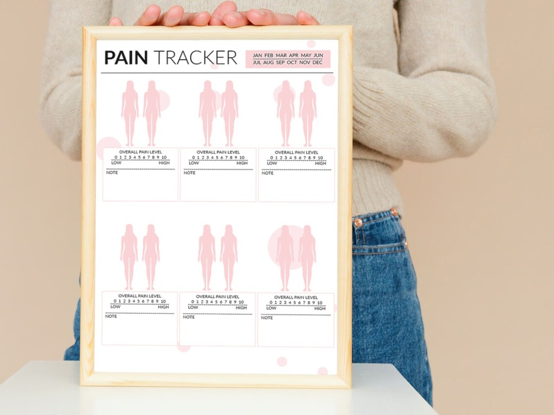 Monthly Pain Tracker Printable, Track Daily Chronic Pain, Printable ...