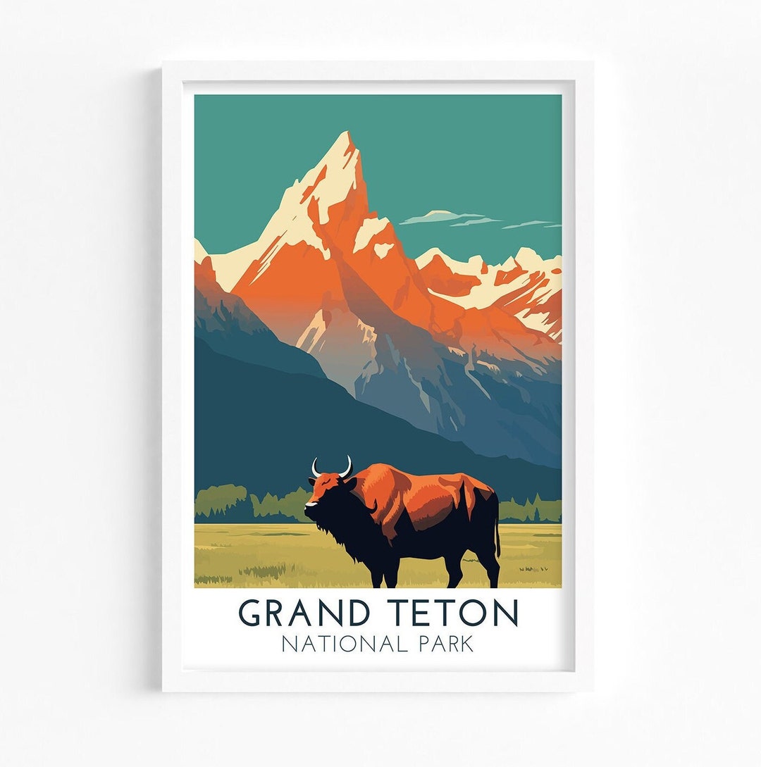 Grand Teton National Park Poster Grand Teton National Park Print Grand Teton Print Wall Art ...