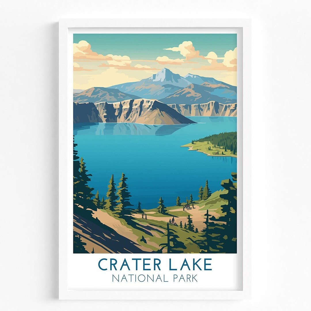 Crater Lake National Park Poster Crater Lake National Park Print Crater ...