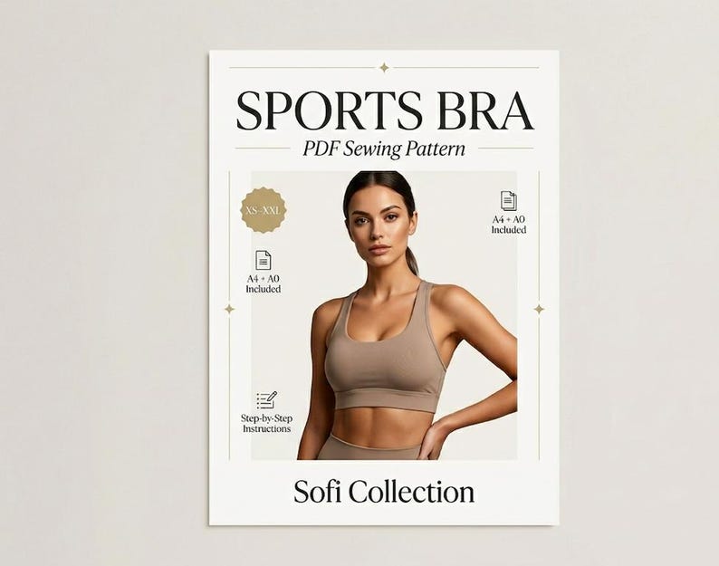 Sport Bra Sewing Pattern PDF: Beginner-friendly, Sizes XS-3XL (A4 ...