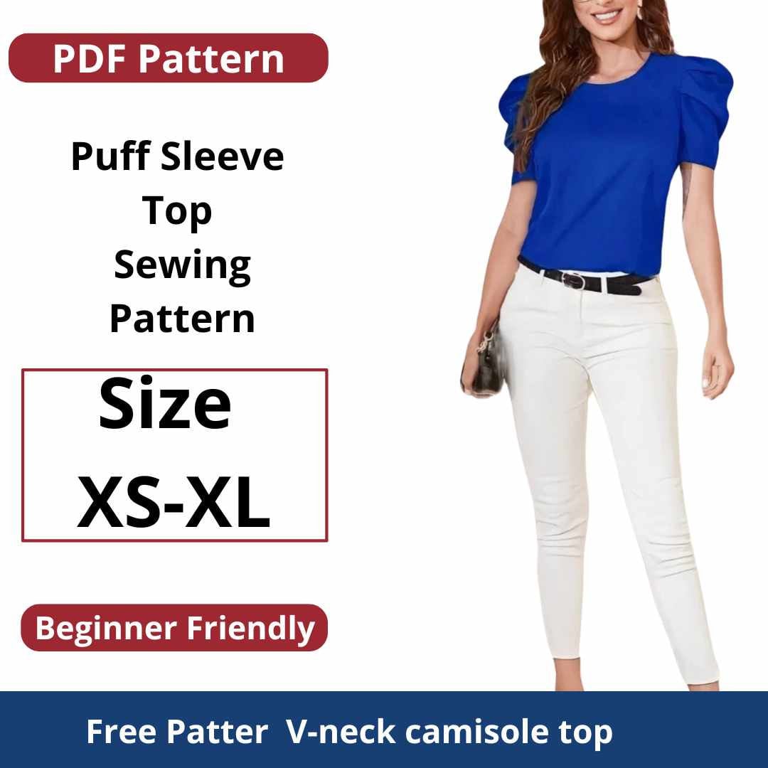 Puff Sleeve Top Sewing Pattern Instant Download Womens Blouse Pattern ...