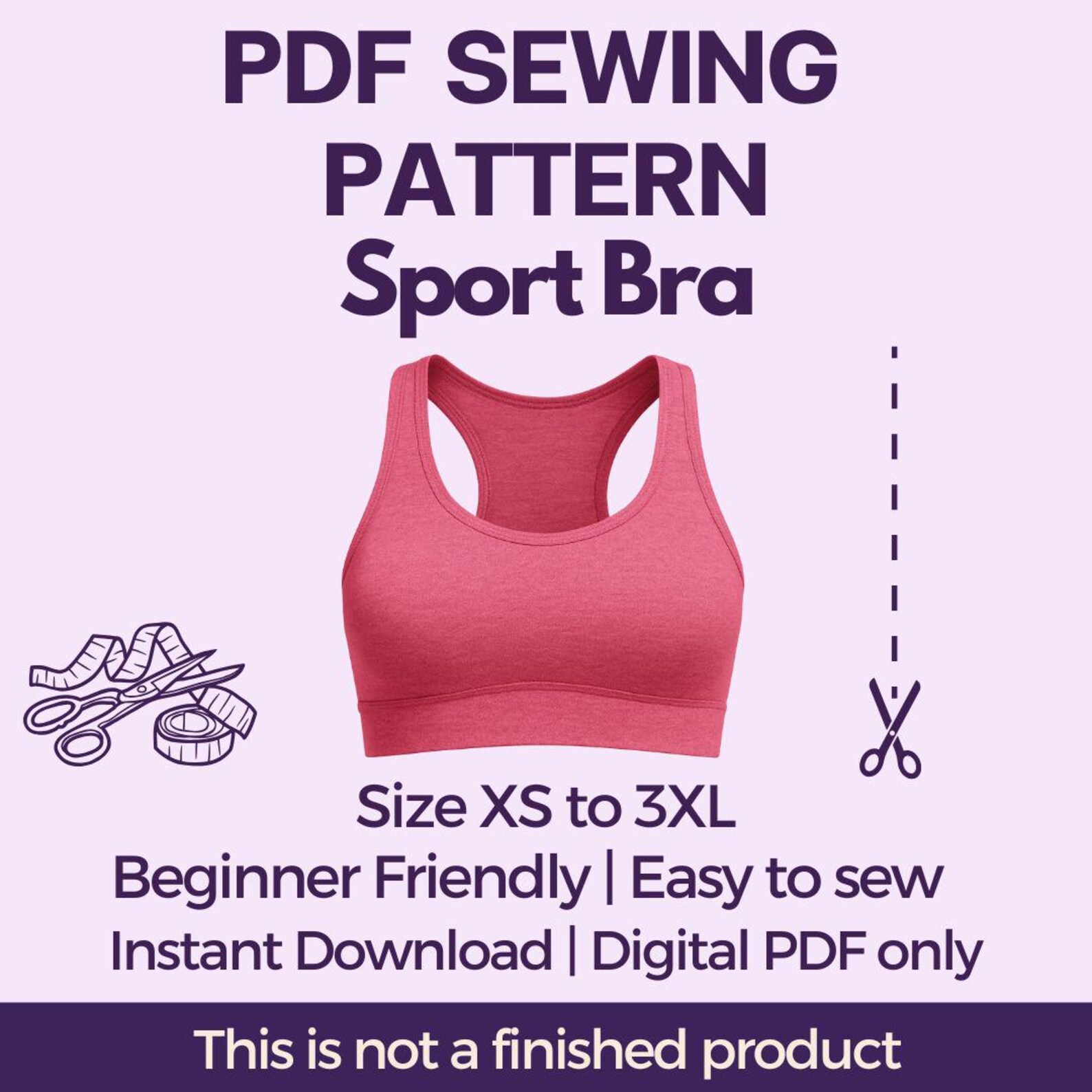 Sport Bra Sewing Pattern PDF: Beginner-friendly, Sizes XS-3XL (A4 ...