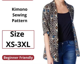 Kimono Sewing Pattern/kimono Kaftan/instant Download Xs-s/m-l/xl-xxl ...