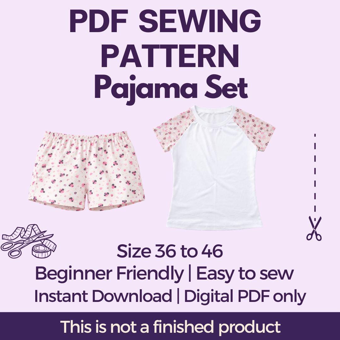 Pajama Set Sewing Pattern: Beginner Friendly Sizes 36-46 (digital ...