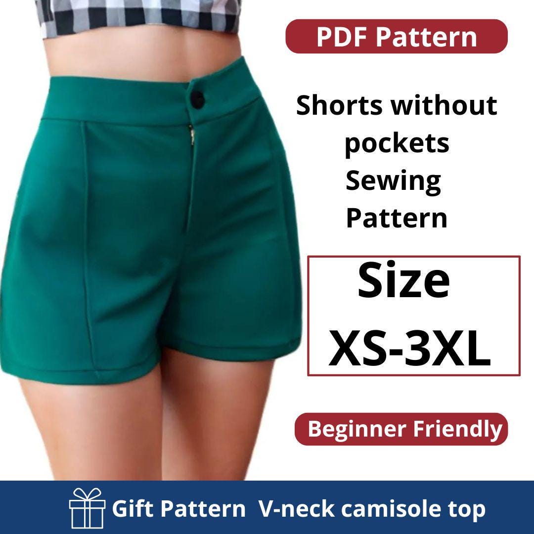 Shorts Without Pockets Sewing Pattern | Sizes XS to 3XL | Instant ...