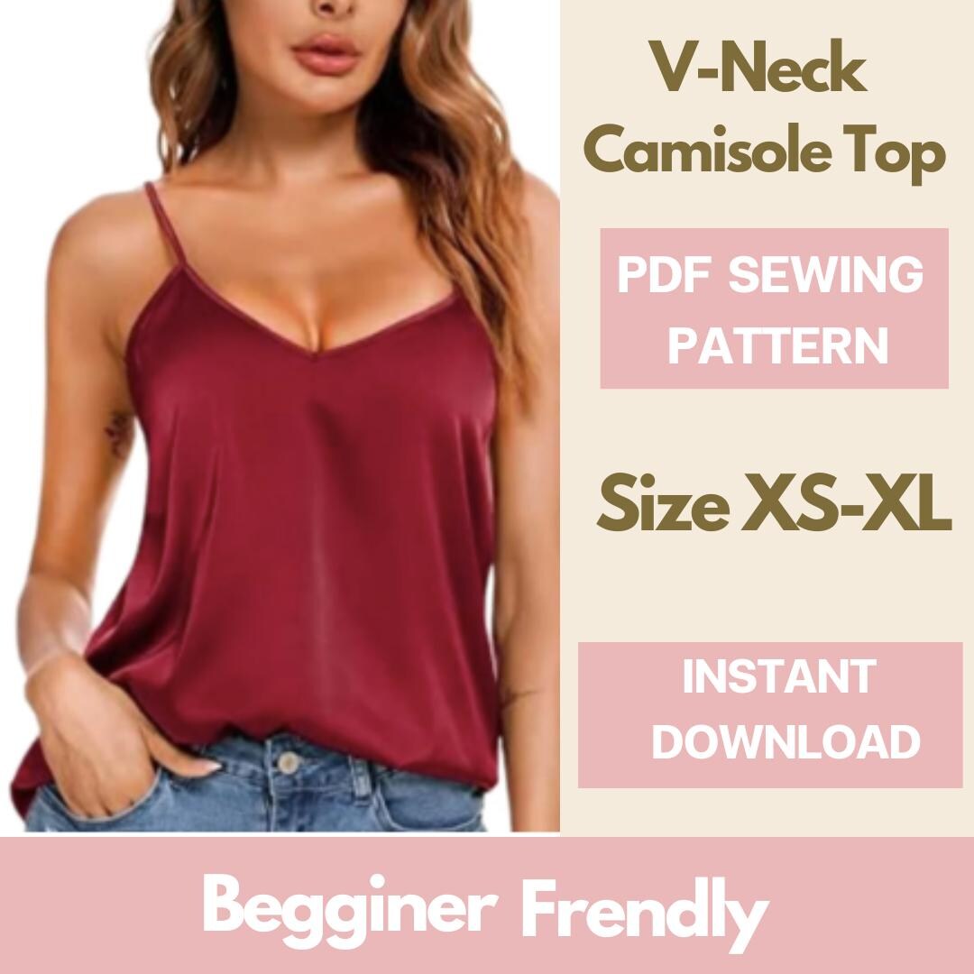 V-neck Camisole Sewing Pattern: Beginner-friendly, XS-XL (PDF Download ...