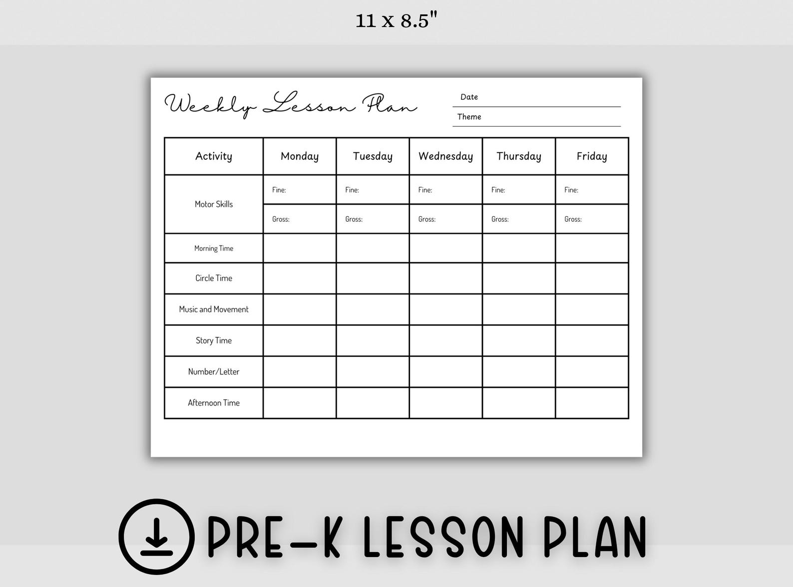 Pre-k Weekly Lesson Plan Template: Editable Homeschool Schedule (PDF ...