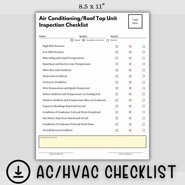 Hvac Maintenance Check List - Etsy