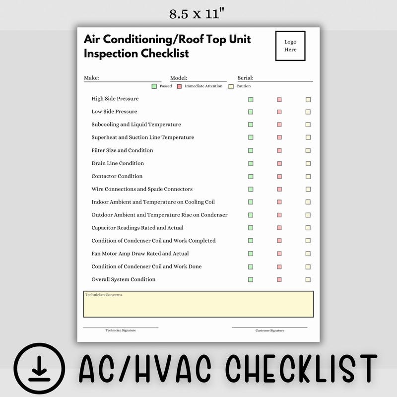 Hvac Maintenance Check List - Etsy