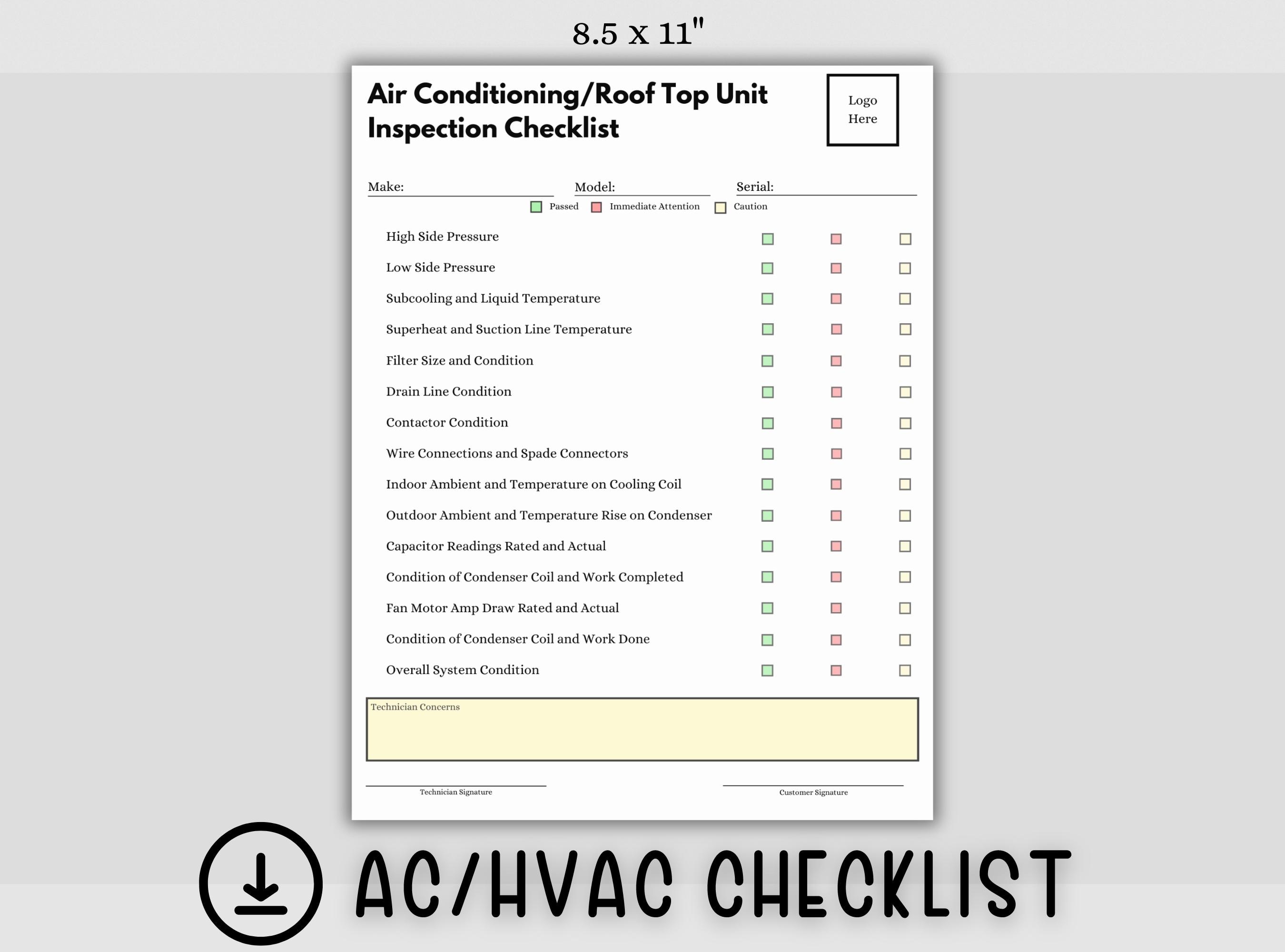 HVAC Inspection Checklist | Home Maintenance Checklist Editable | Air ...