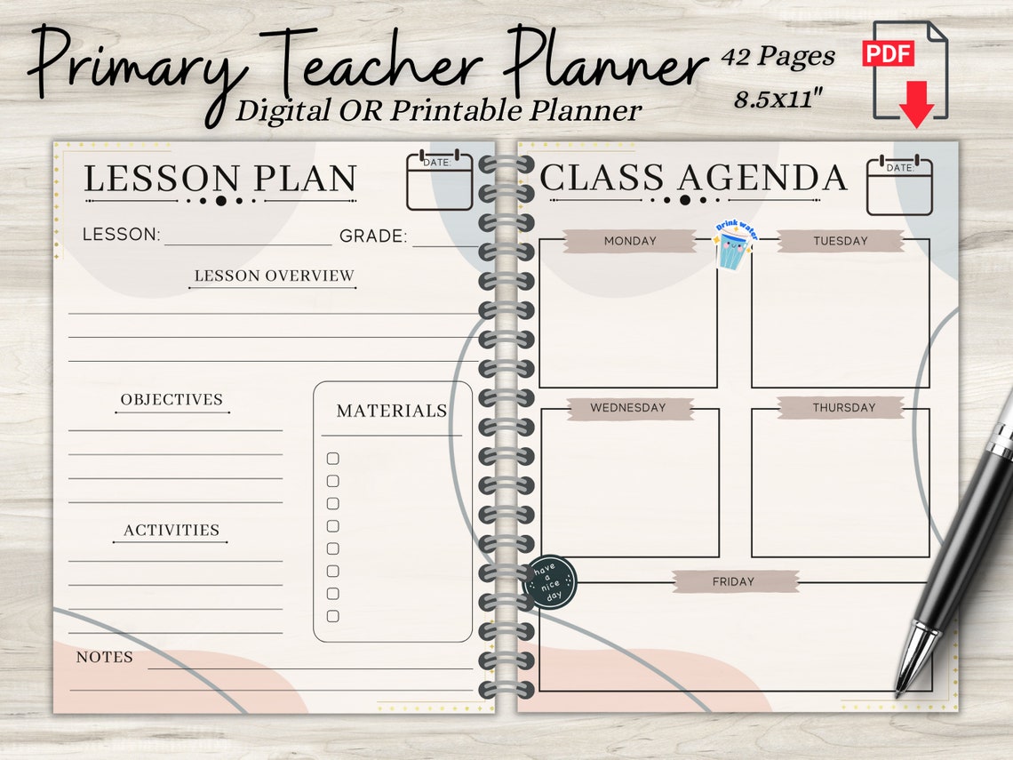 Teacher Planner Printable With Lesson Plan Templates and Academic ...