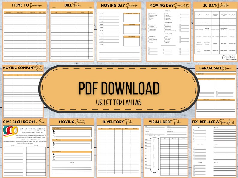 Moving Planner PDF | Simple Home Moving Checklist | Printable Packing ...