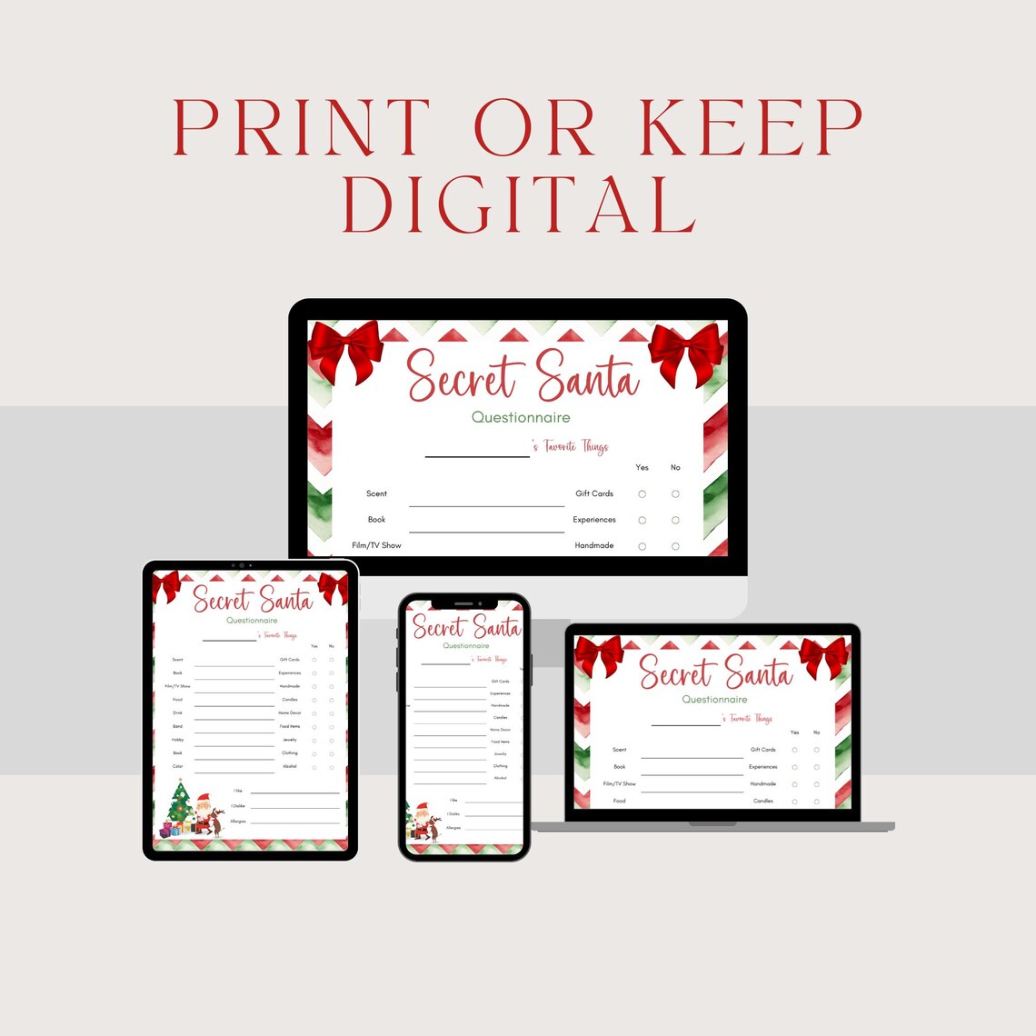 Christmas Gift Guide Questionnaire | Secret Santa Questionnaire ...