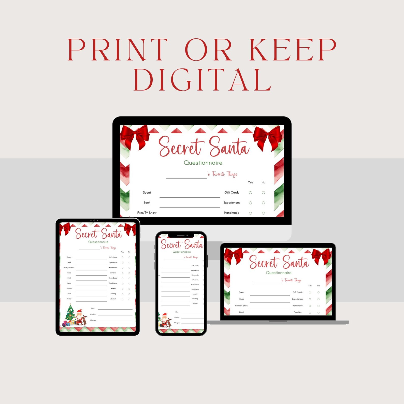 Christmas Gift Guide Questionnaire | Secret Santa Questionnaire ...
