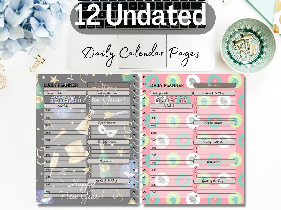 Daily Planner Printable Bundle, Weekly Planner Printable Undated Agenda ...