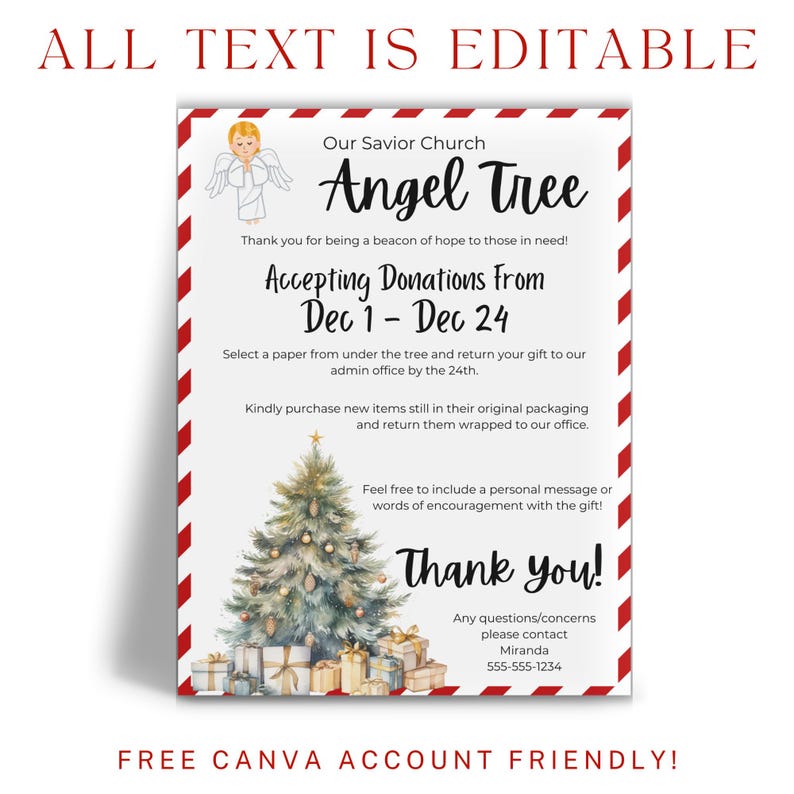 Editable Angel Tree Flyer Template: Christmas Charity Event (digital ...