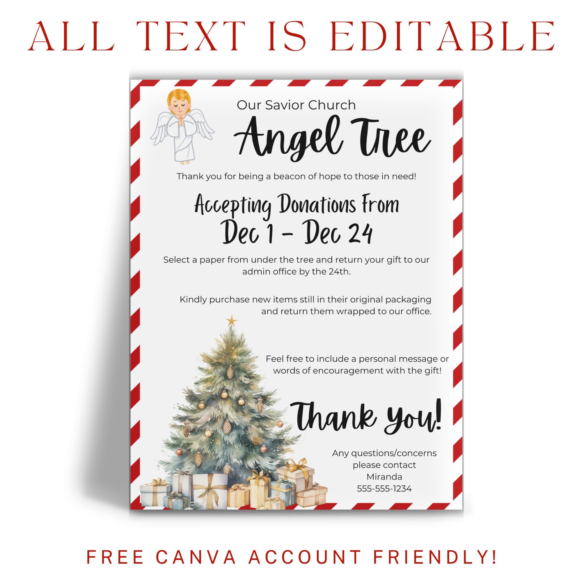 Giving Tree Flyer Template, Editable Christmas Gift Tag, Angel Tree ...