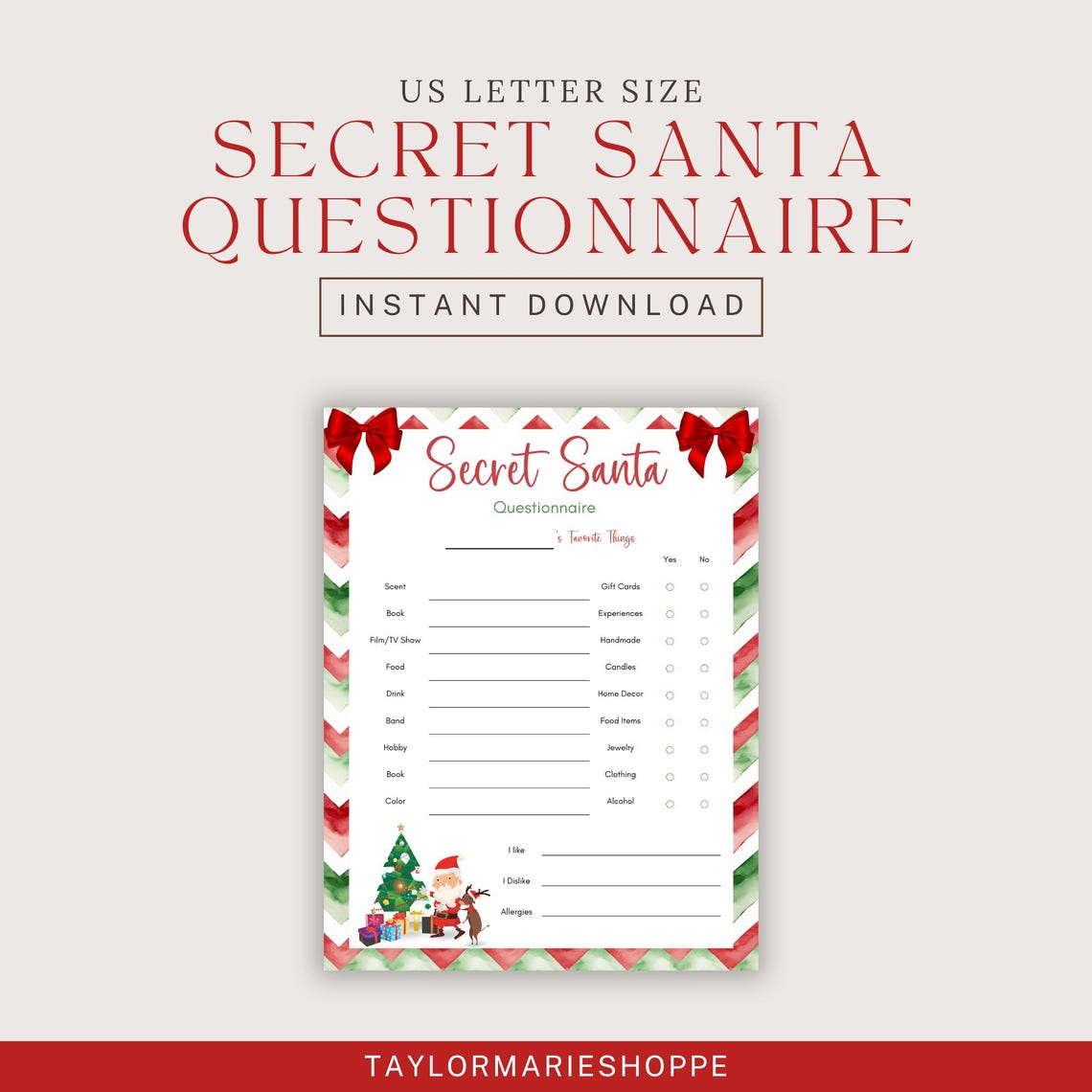 Christmas Gift Guide Questionnaire | Secret Santa Questionnaire ...
