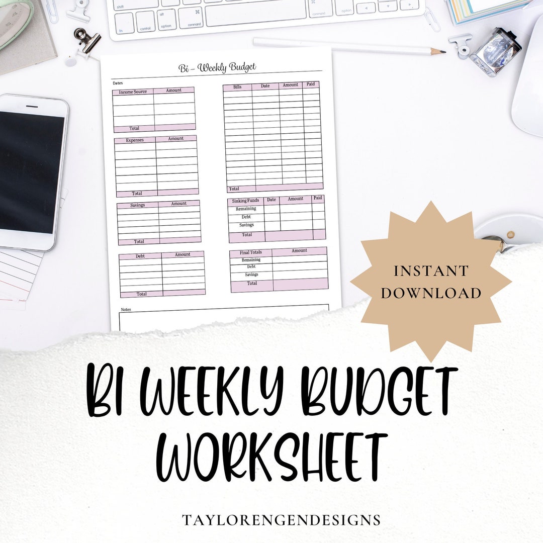 Bi-weekly Budget Planner | Budget Template | Paycheck Budget Printable ...