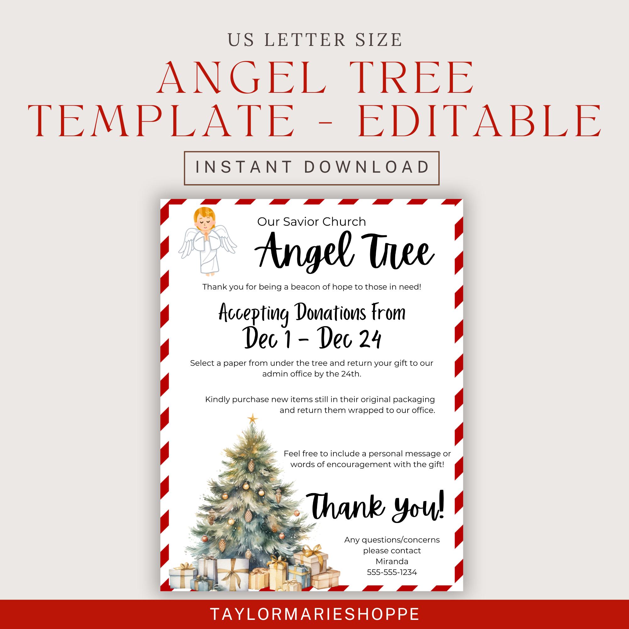 Editable Angel Tree Flyer Template: Christmas Charity Event (digital ...