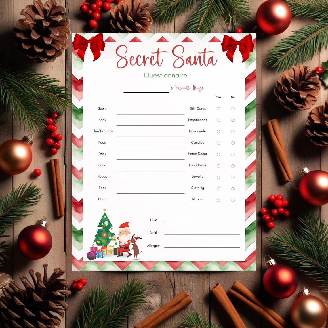 Christmas Gift Guide Questionnaire | Secret Santa Questionnaire ...