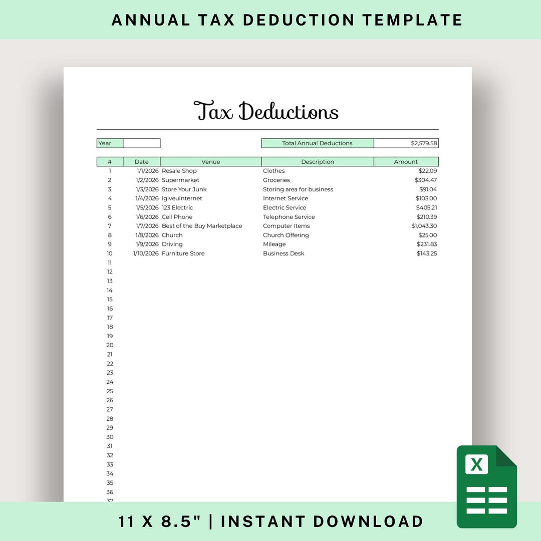 Tax Preparation Worksheets | Editable Tax Deductions List | Small ...