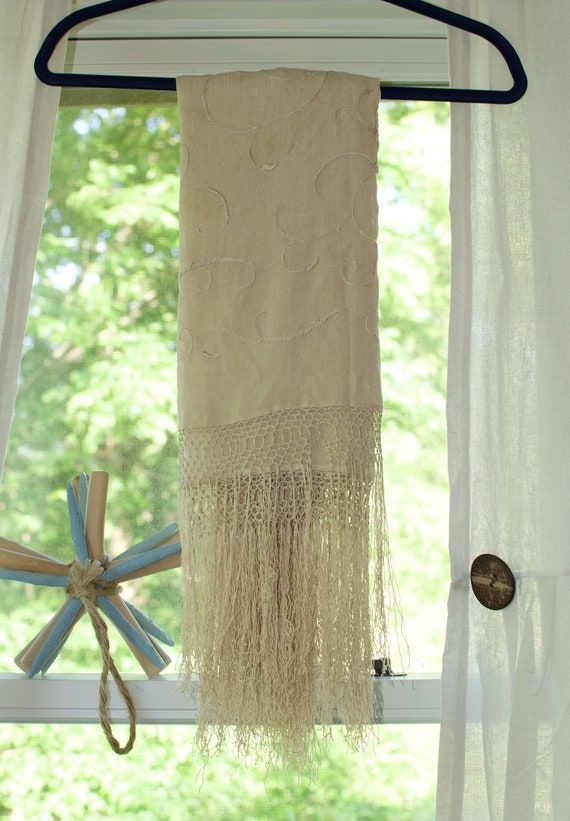 Vintage Silk Scarf, Embroidered Scarf, Wall Hanging S… - Gem