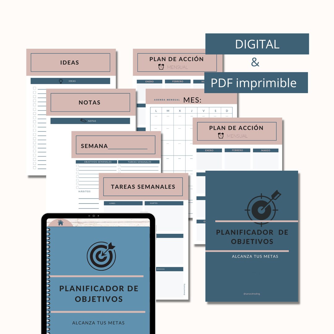 PLANIFICADOR de OBJETIVOS pdf Digital e imprimible / PLANNER de metas ...