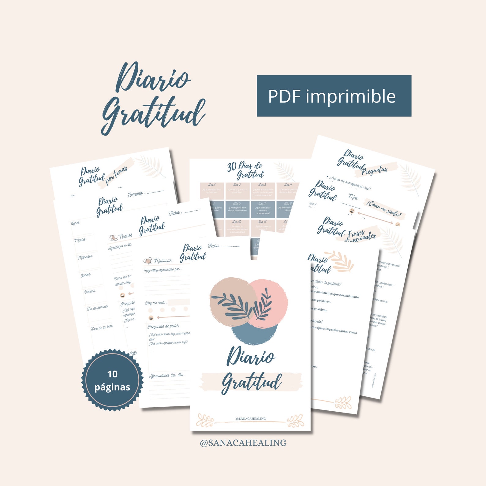 Diario de gratitud imprimible / Diario de agradecimiento / - Etsy España