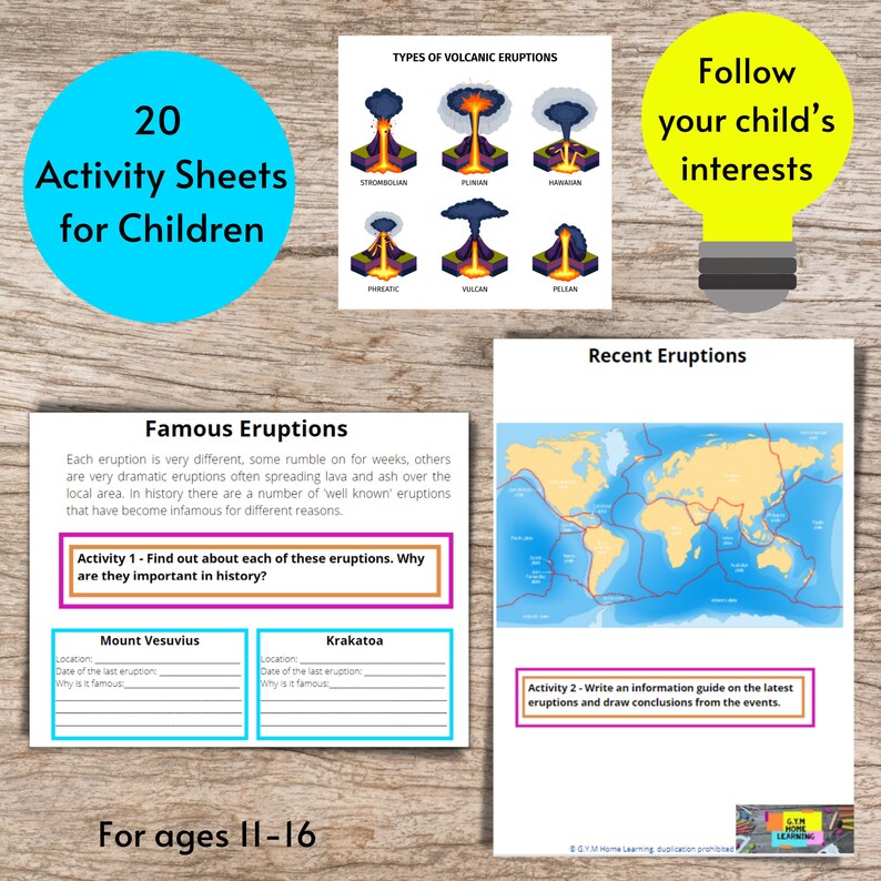 Digital Volcano Activity Pack Kids Rocks Study Unit With Worksheets and ...