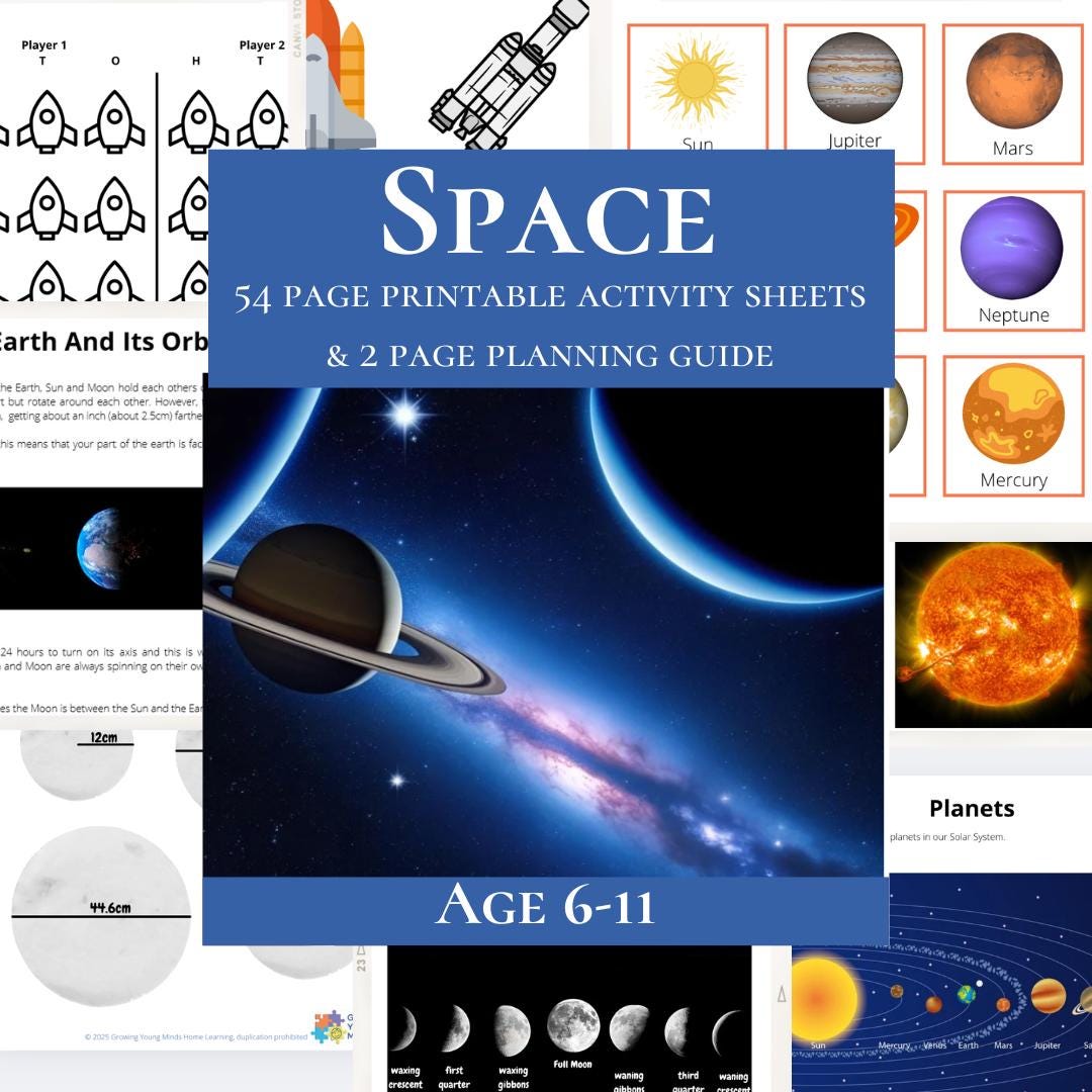 Space Study Unit for Home Education Kids Aged 6-11 Years Solar System ...