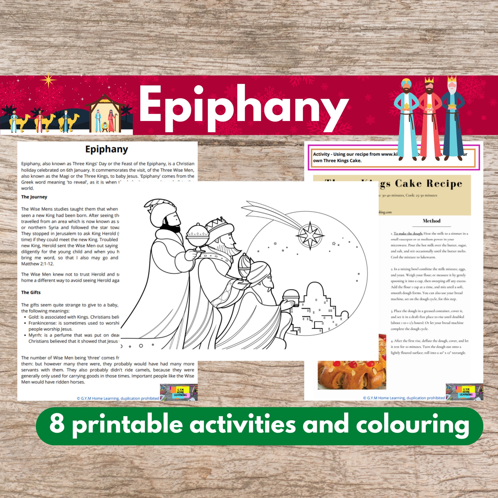Wise Men and Epiphany Activities Christian January 6th Celebration Kids Worksheets Three Kings ...
