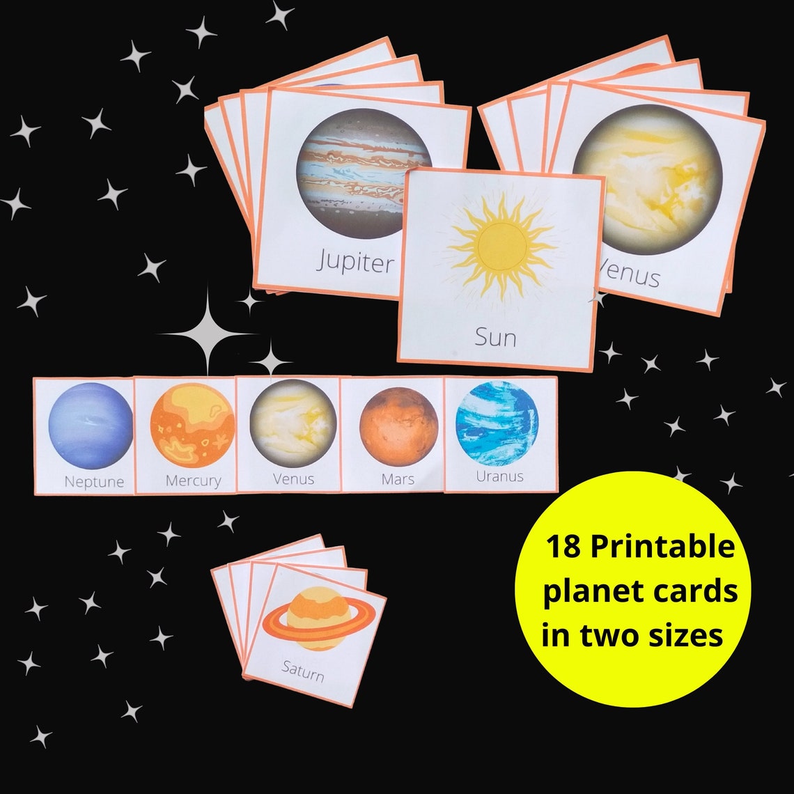 Planet Flashcards, Printable Multi-sized Solar System Picture Cards ...