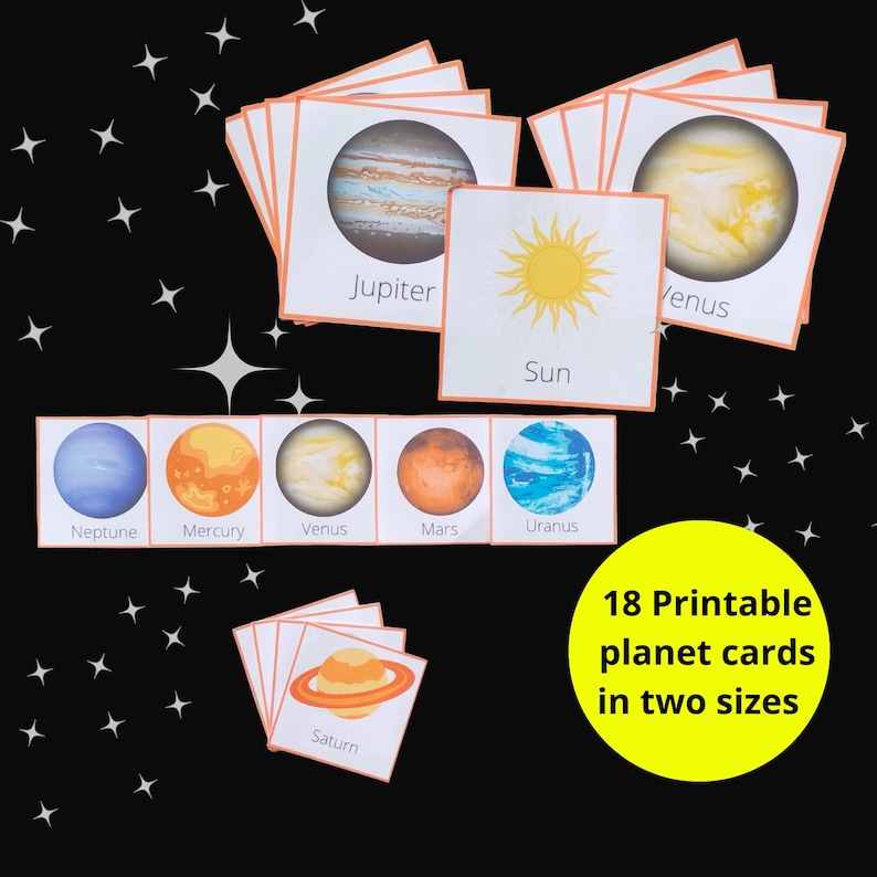 Planet Flashcards, Printable Multi-sized Solar System Picture Cards ...