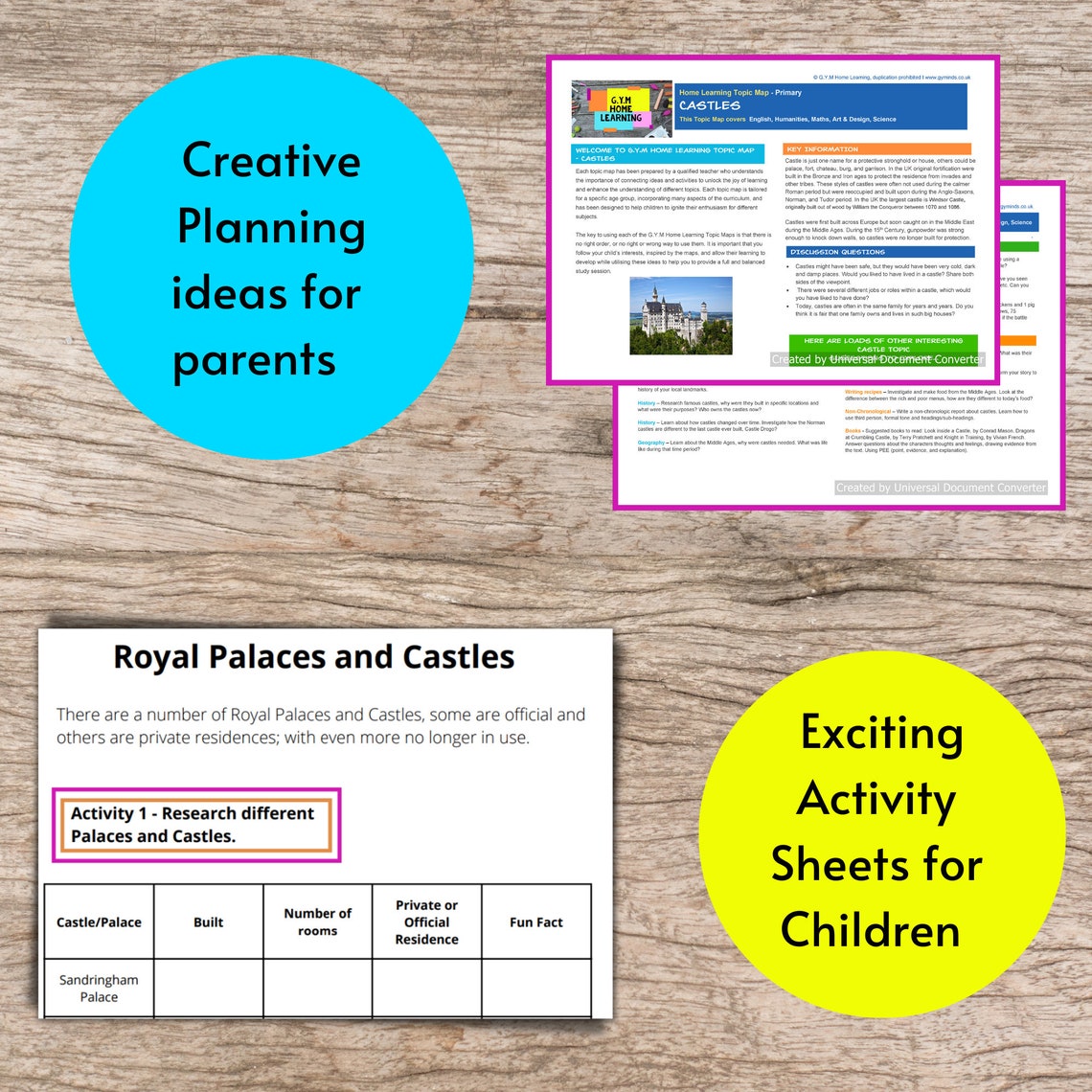 Castle and Knights Educational Worksheets and Parents' Plans Printable ...