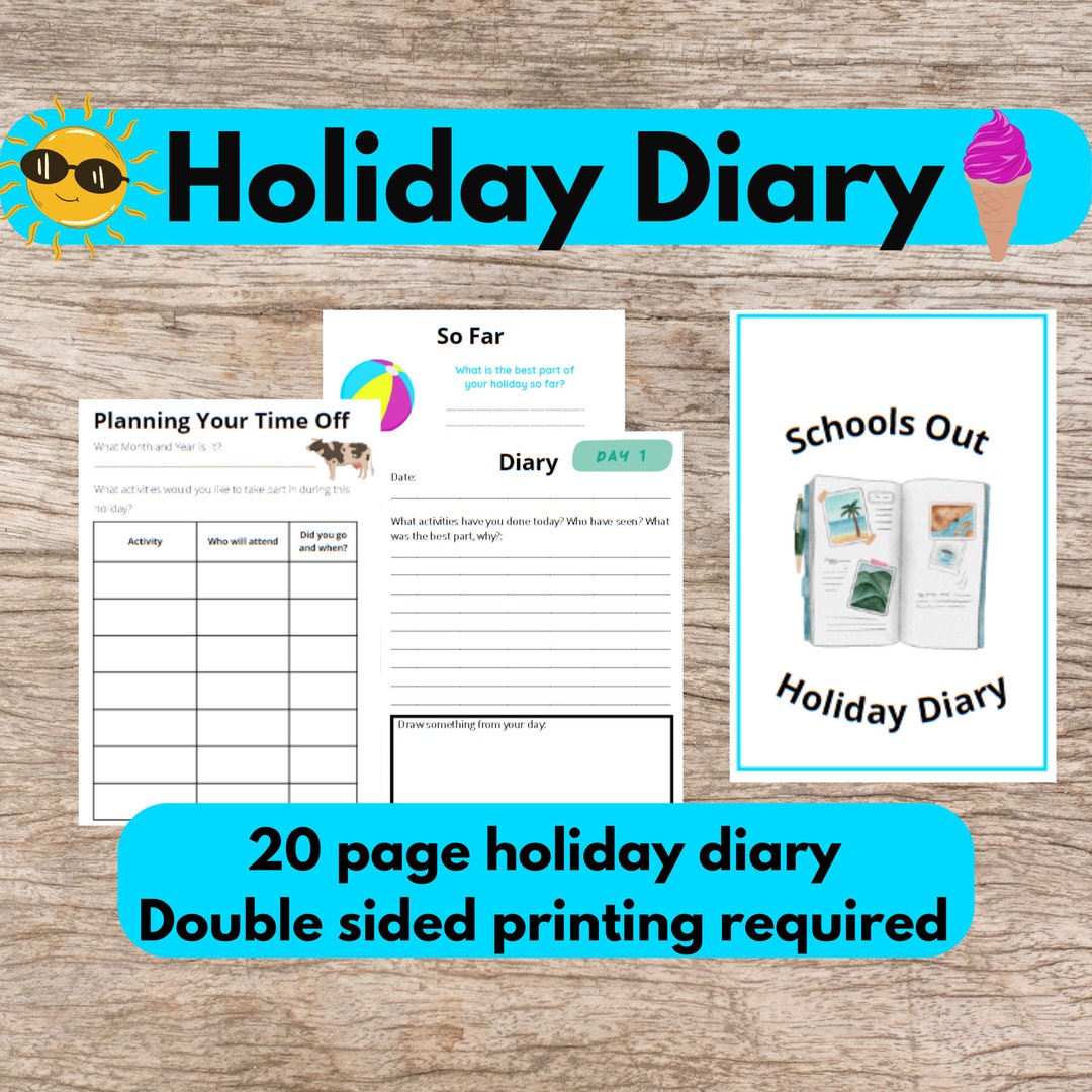 Summer Holiday Diary Printable Kids Vacation Journal With Holiday ...