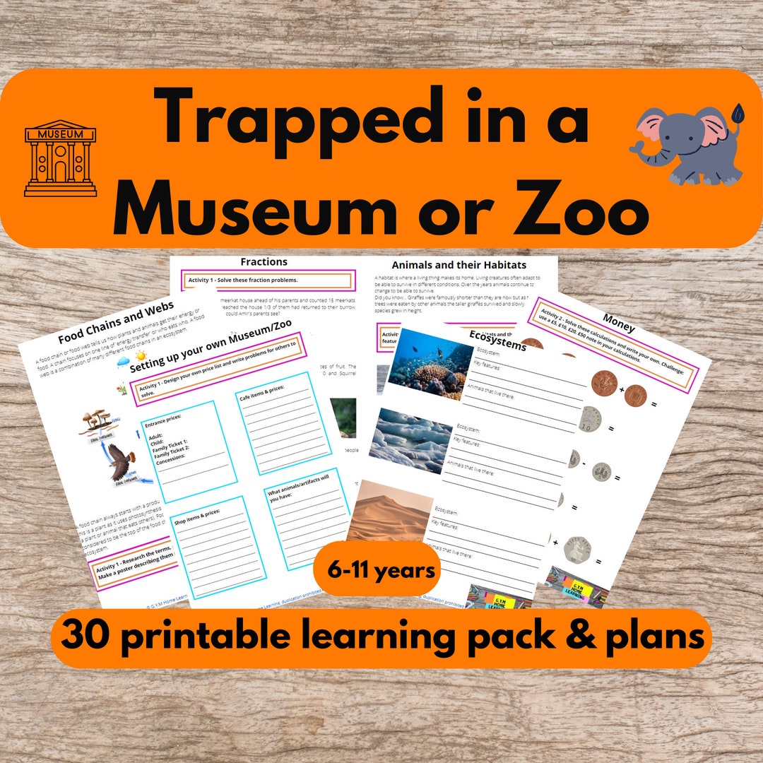 Animal or Museum Printable Kids Activities Fun Learning Pack With ...