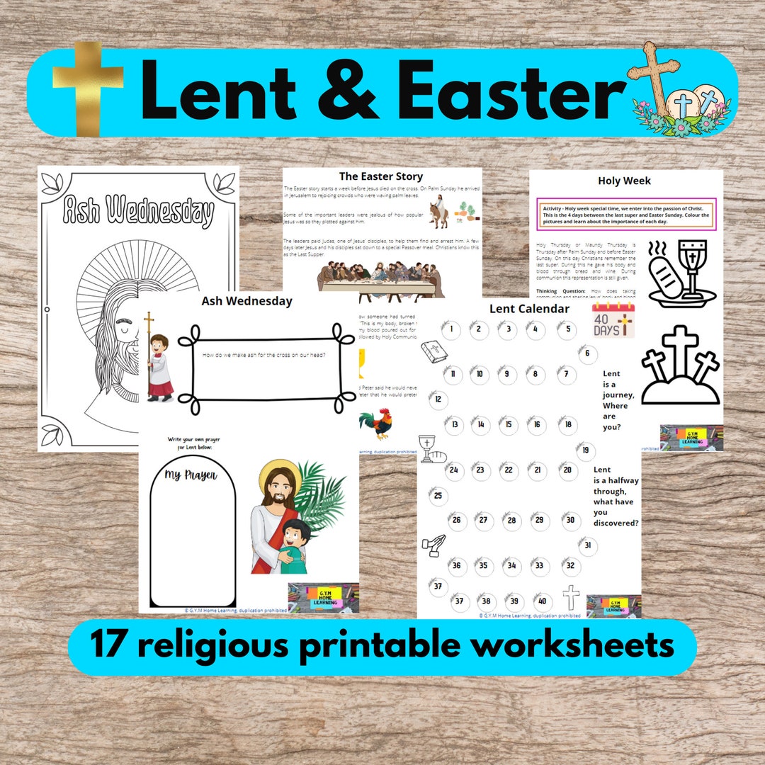 Buy Lent Children Activities Lent Daily Tracker and Prayers Ash Wednesday and Palm Sunday ...