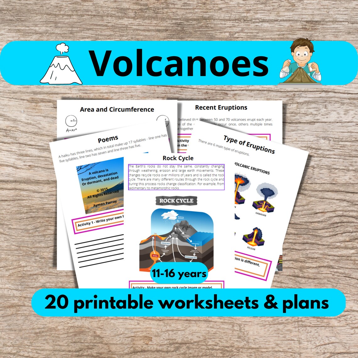 Digital Volcano Activity Pack Kids Rocks Study Unit With Worksheets and ...