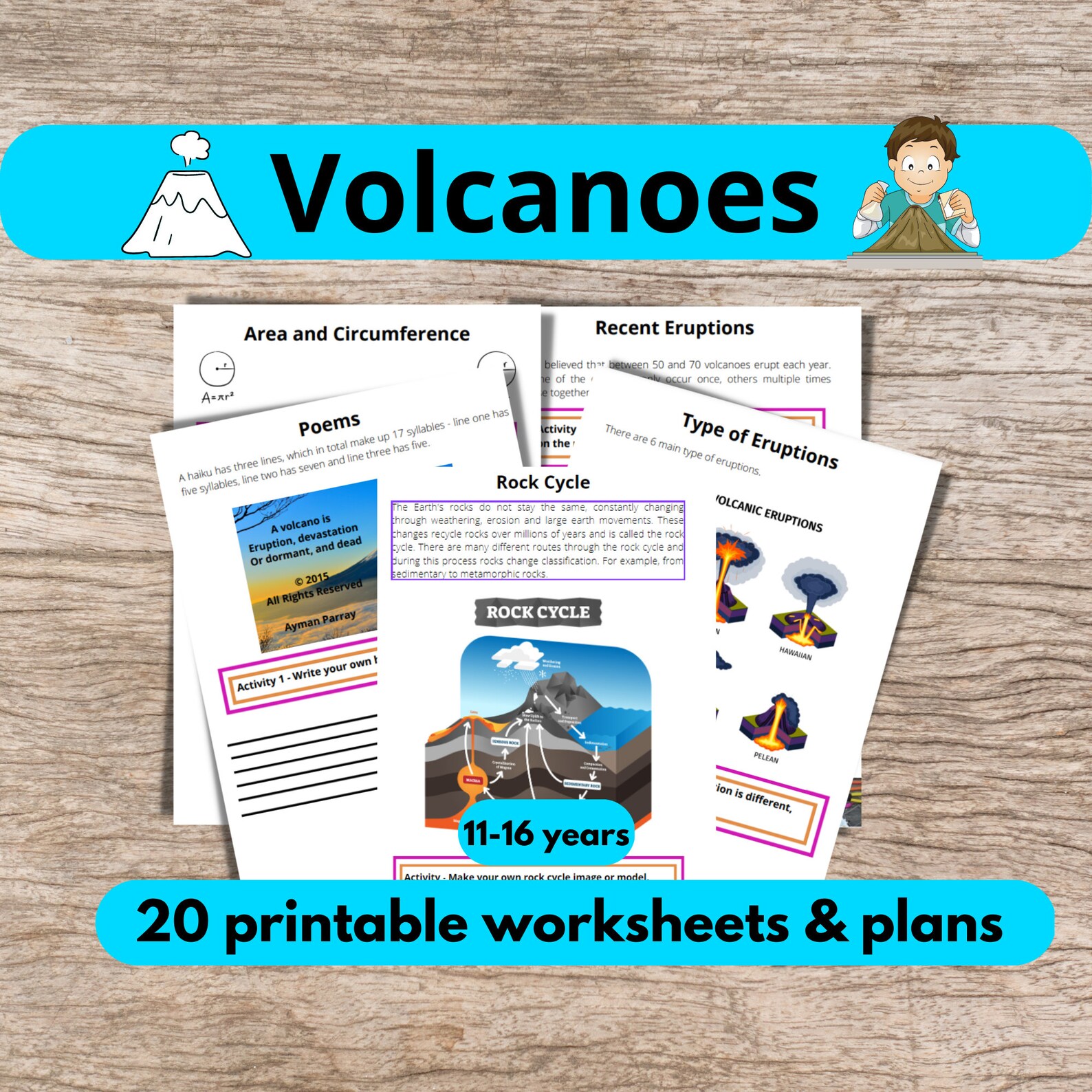 Digital Volcano Activity Pack Kids Rocks Study Unit With Worksheets and ...