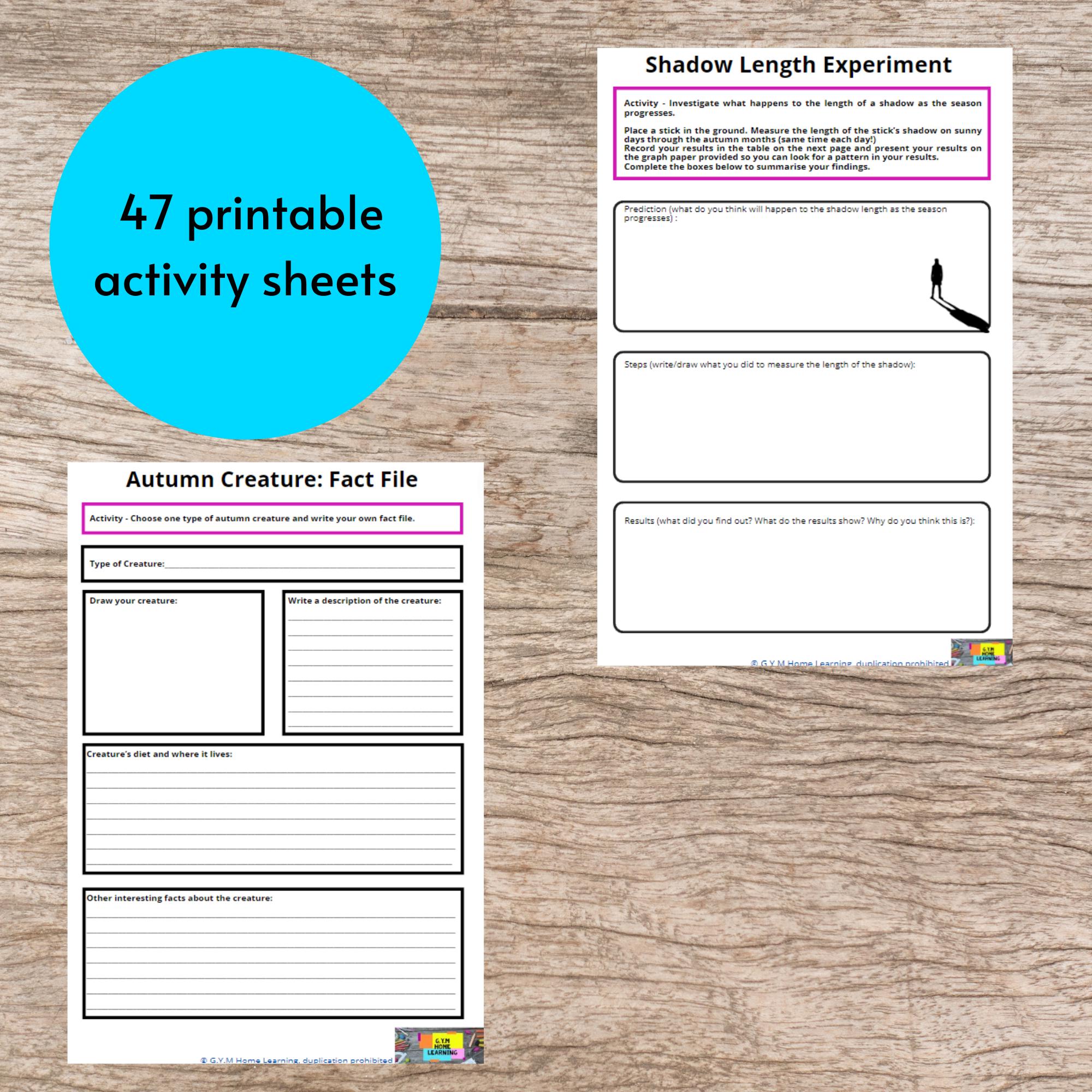 Autumn Activities Printable Nature Unit Study Indoor and Outdoor Fun ...